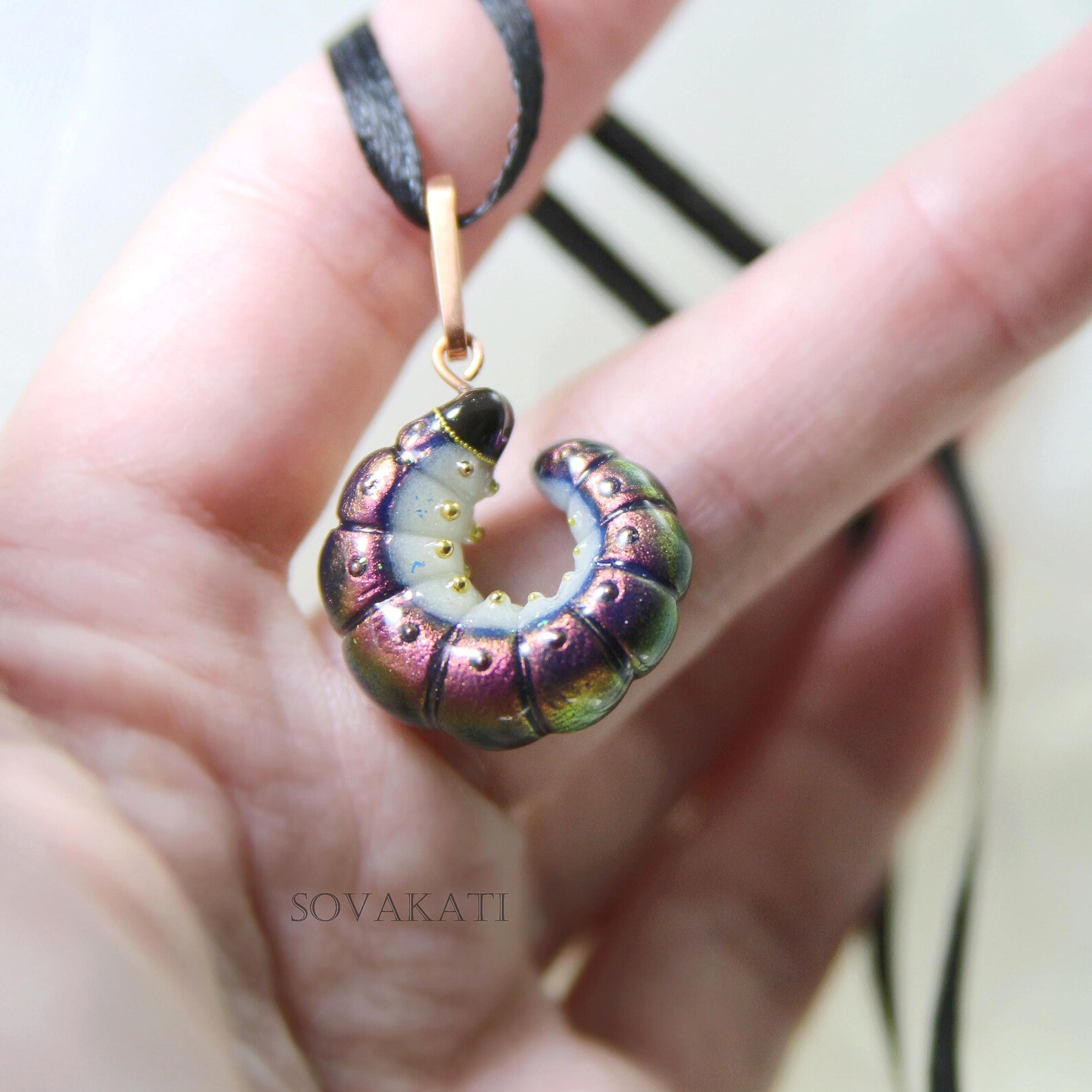 Grub Worm Pendant Pupa Pendant Beetle Jewelry Сaterpillar Charm ...