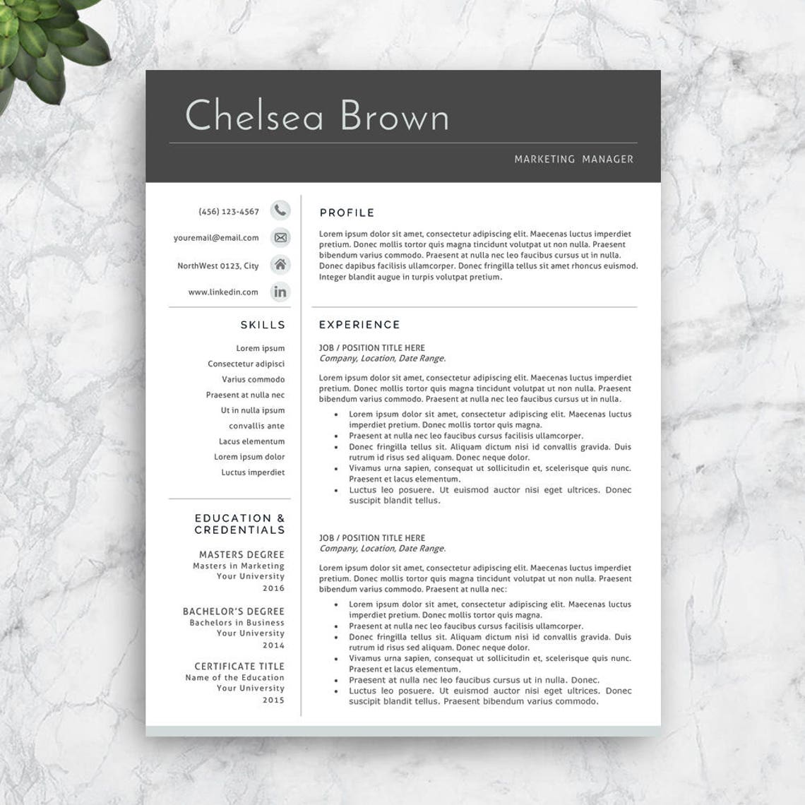 SALE: Resume Template Professional Resume Template Modern - Etsy