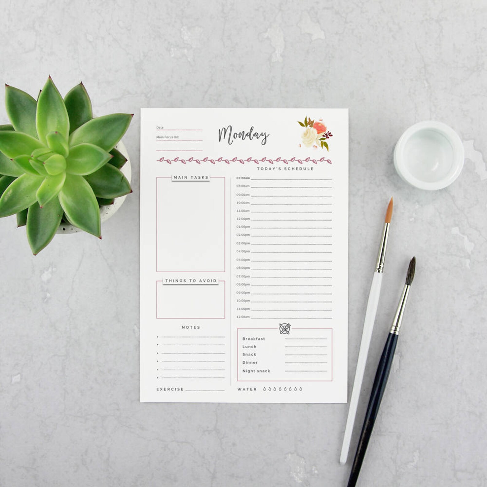 Daily Planner Afdrukbaar. Dagplanner. Wekelijkse planner. Dagplanner ...