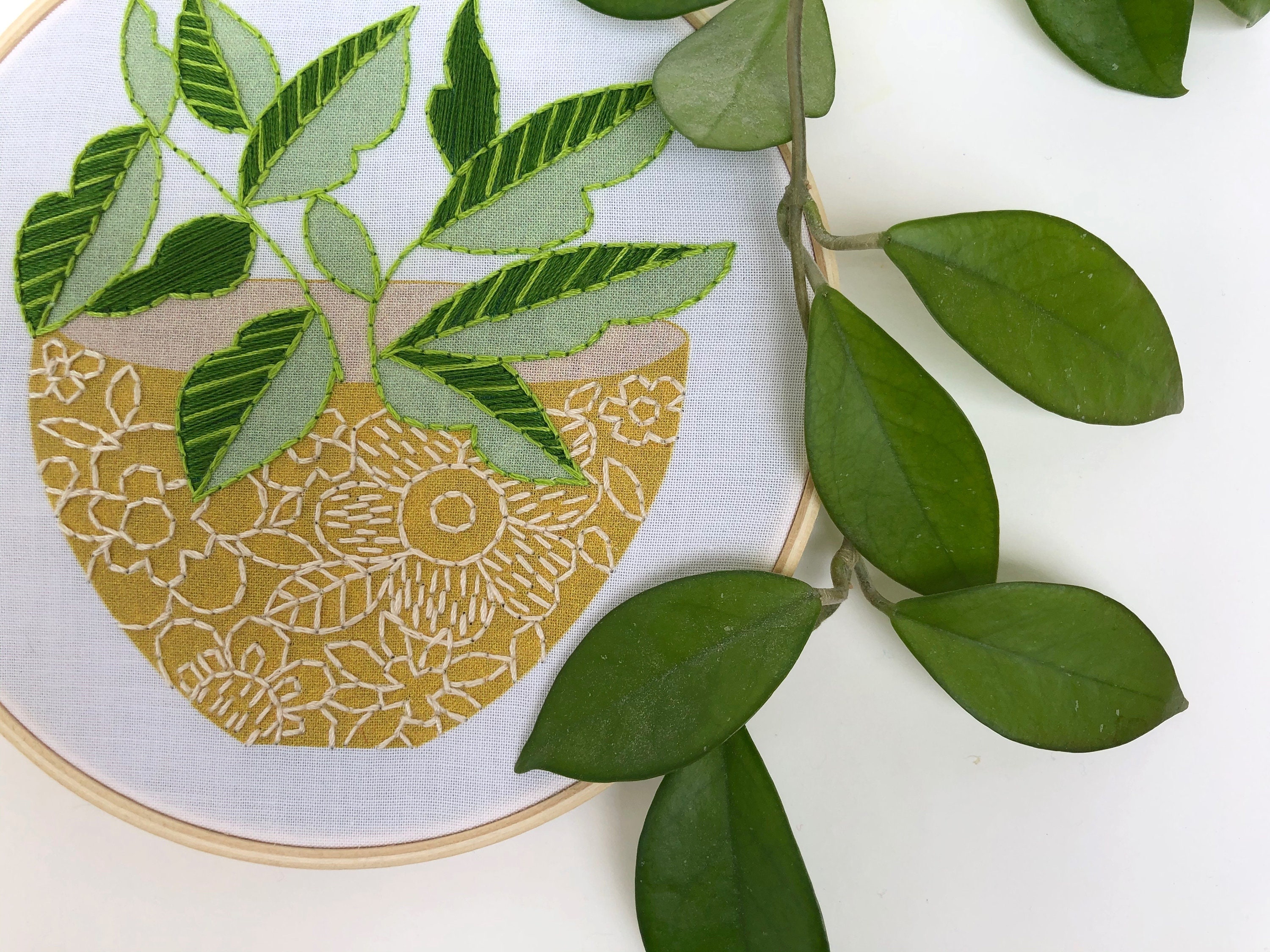 Yellow Flower Pot Embroidery Kit | Etsy