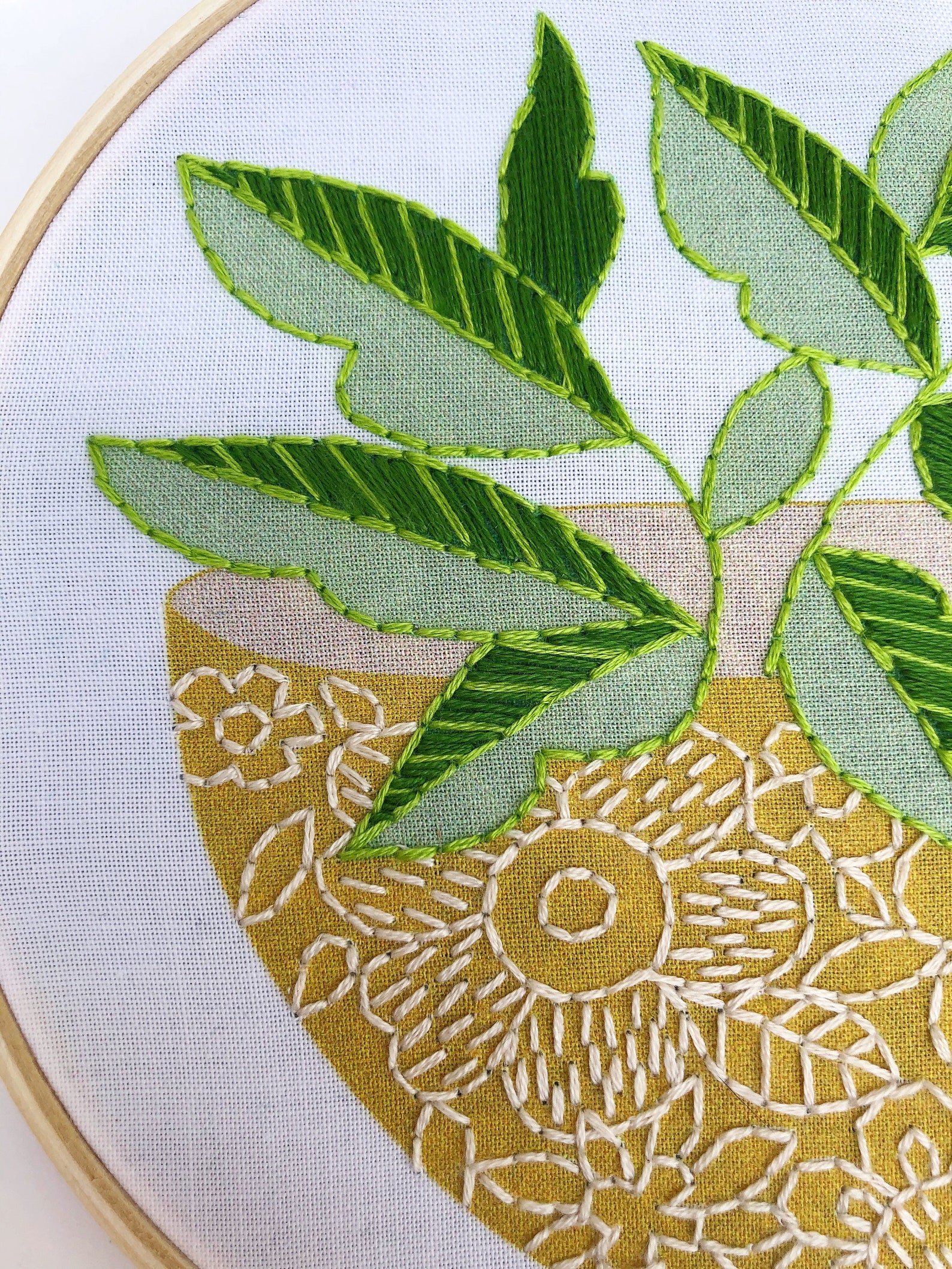 Yellow Flower Pot Embroidery Kit | Etsy