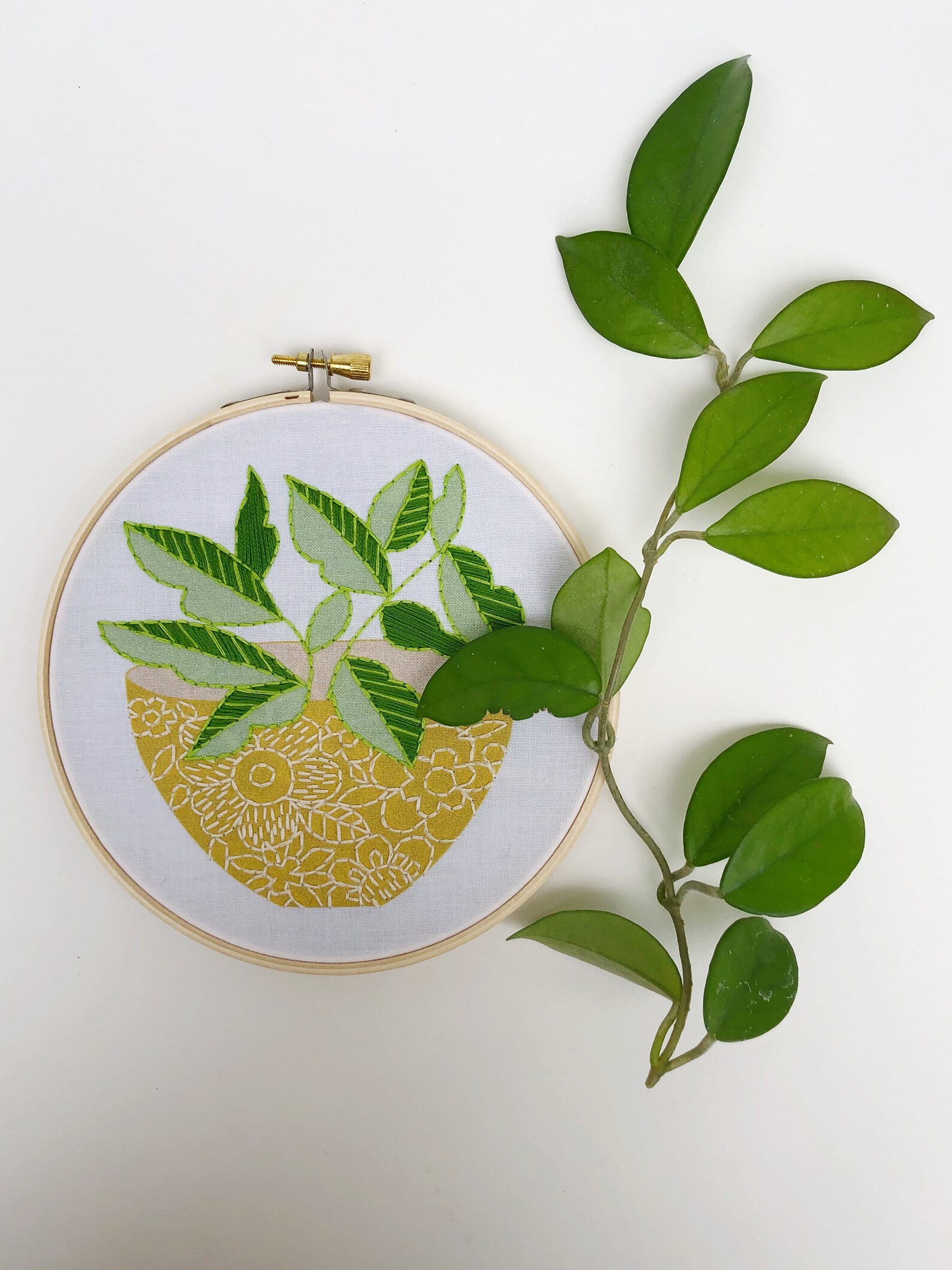 Yellow Flower Pot Embroidery Kit | Etsy