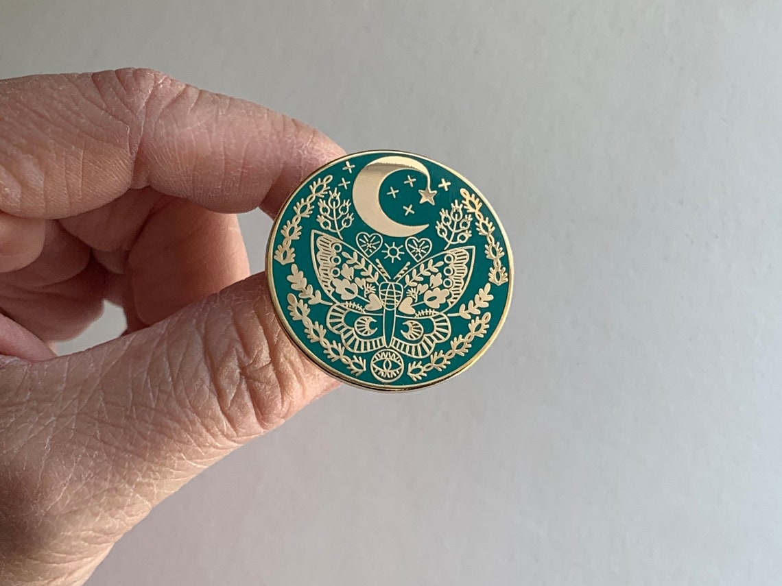 Lunar Moth Enamel Pin - Etsy