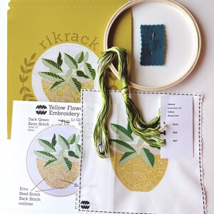 Yellow Flower Pot Embroidery Kit - Etsy