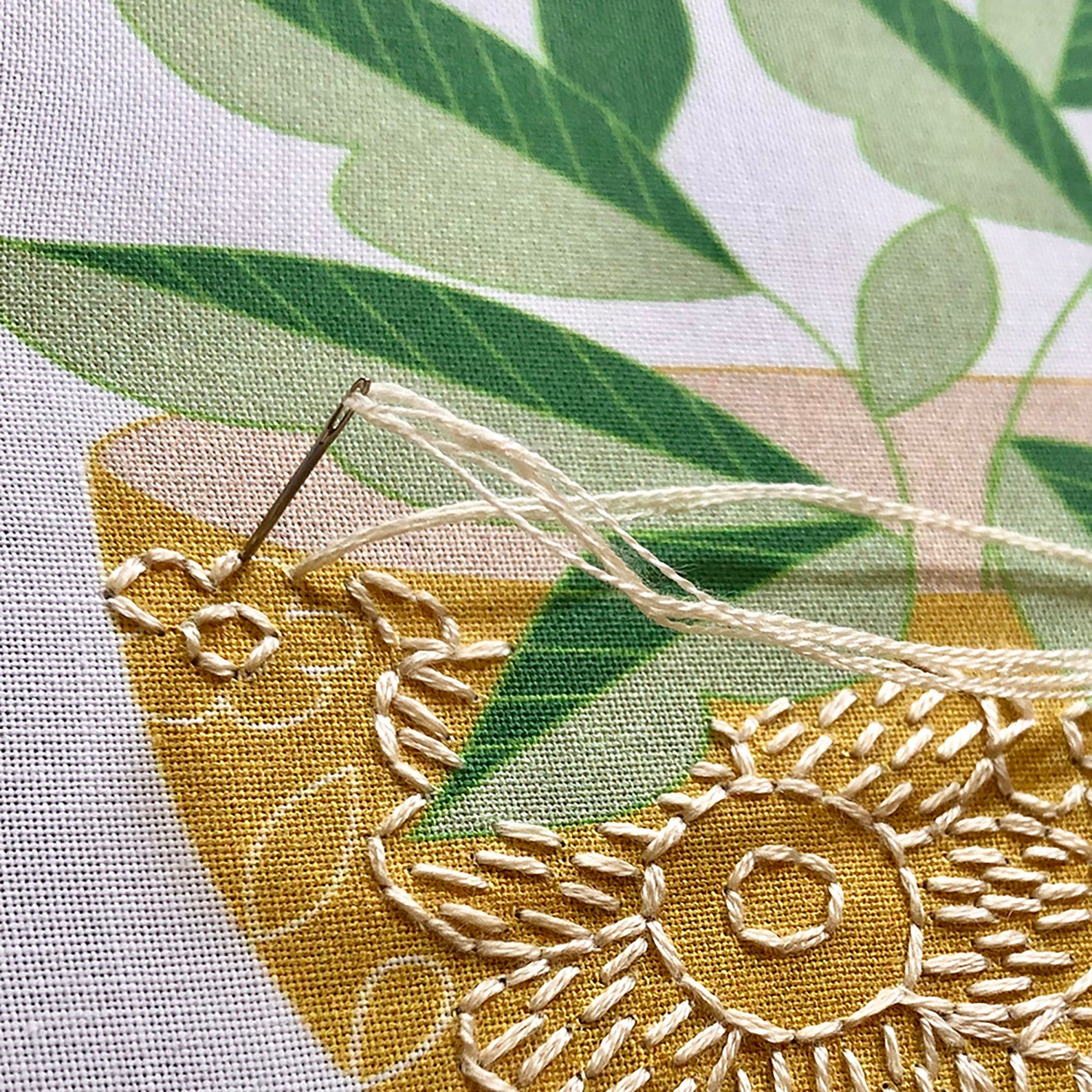 Yellow Flower Pot Embroidery Kit - Etsy