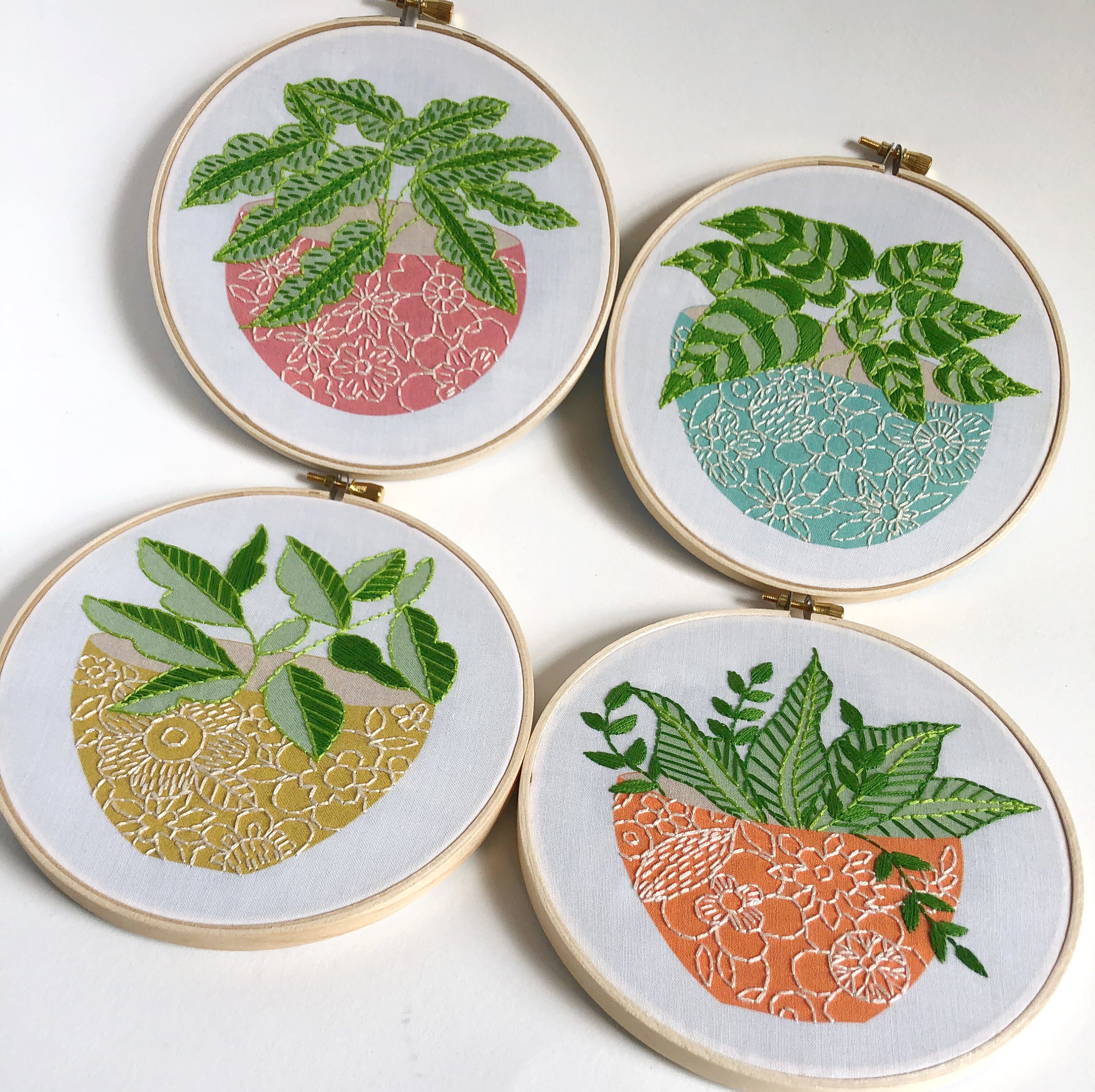 Pink Flower Pot Embroidery Kit - Etsy