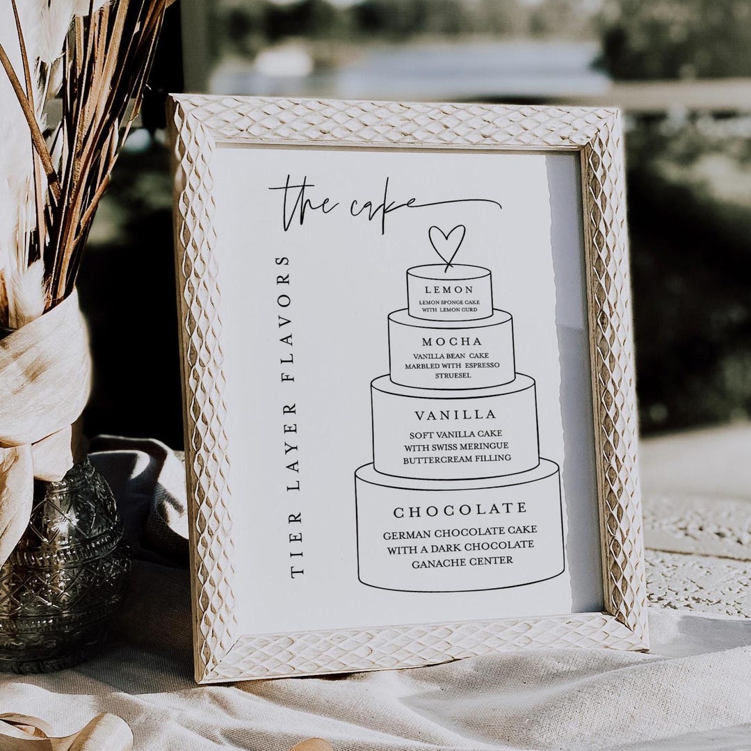 4 Tier Layer Cake Flavor Descriptions Wedding Reception Sign (digital ...
