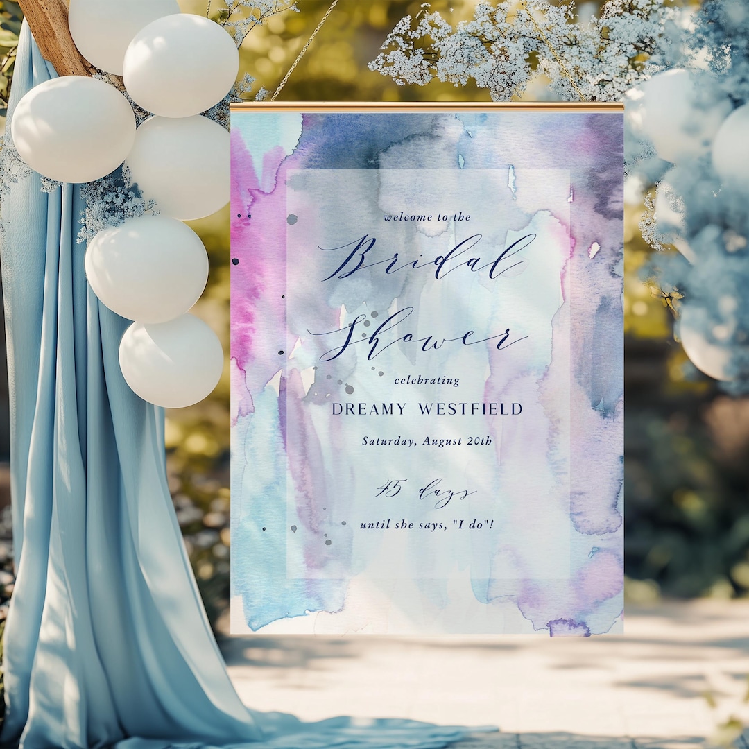 DREAMY Welcome Sign Spring Watercolor Bridal Shower Poster (digital ...