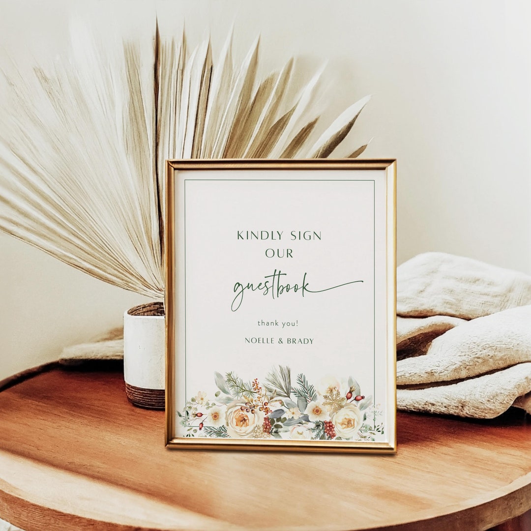 NOELLE Guest Book Sign Winter Wedding Welcome Table Christmas Holiday ...