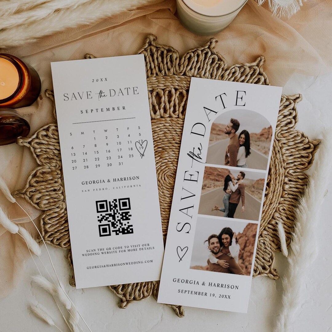 Tall Calendar Save the Date Photo Card Announcement, Engagement ...