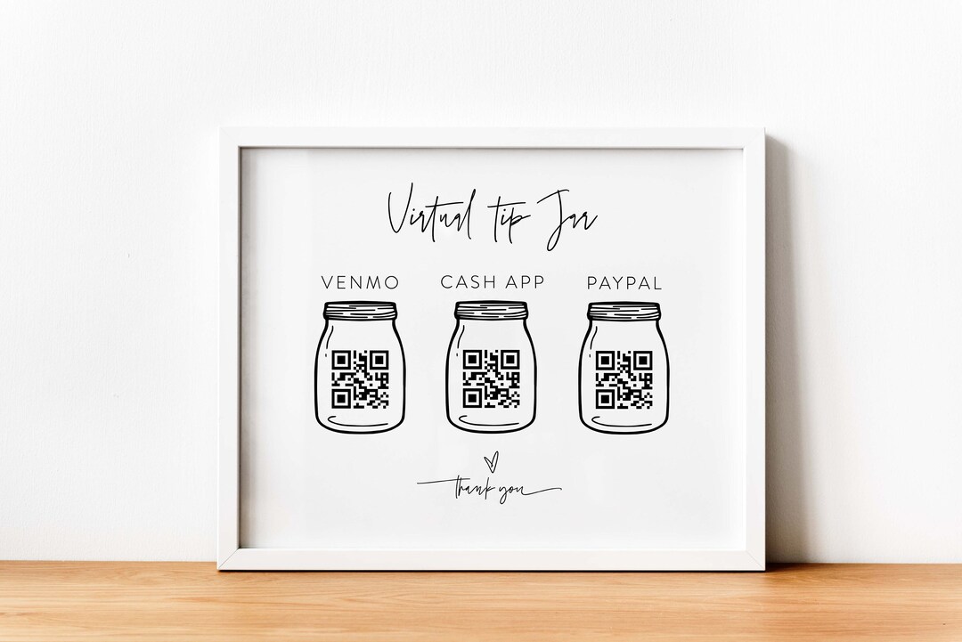 Letrero con código QR para tarro de propinas / Pequeña empresa, boda ...
