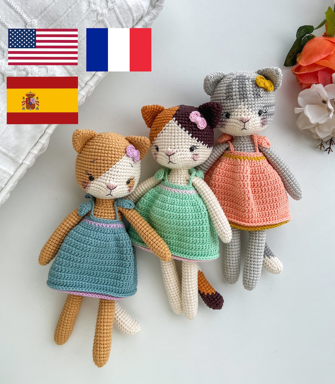 Bundle 3 in 1 Cat Pattern, Amigurumi Cat Pattern, Cat Plush Pattern ...