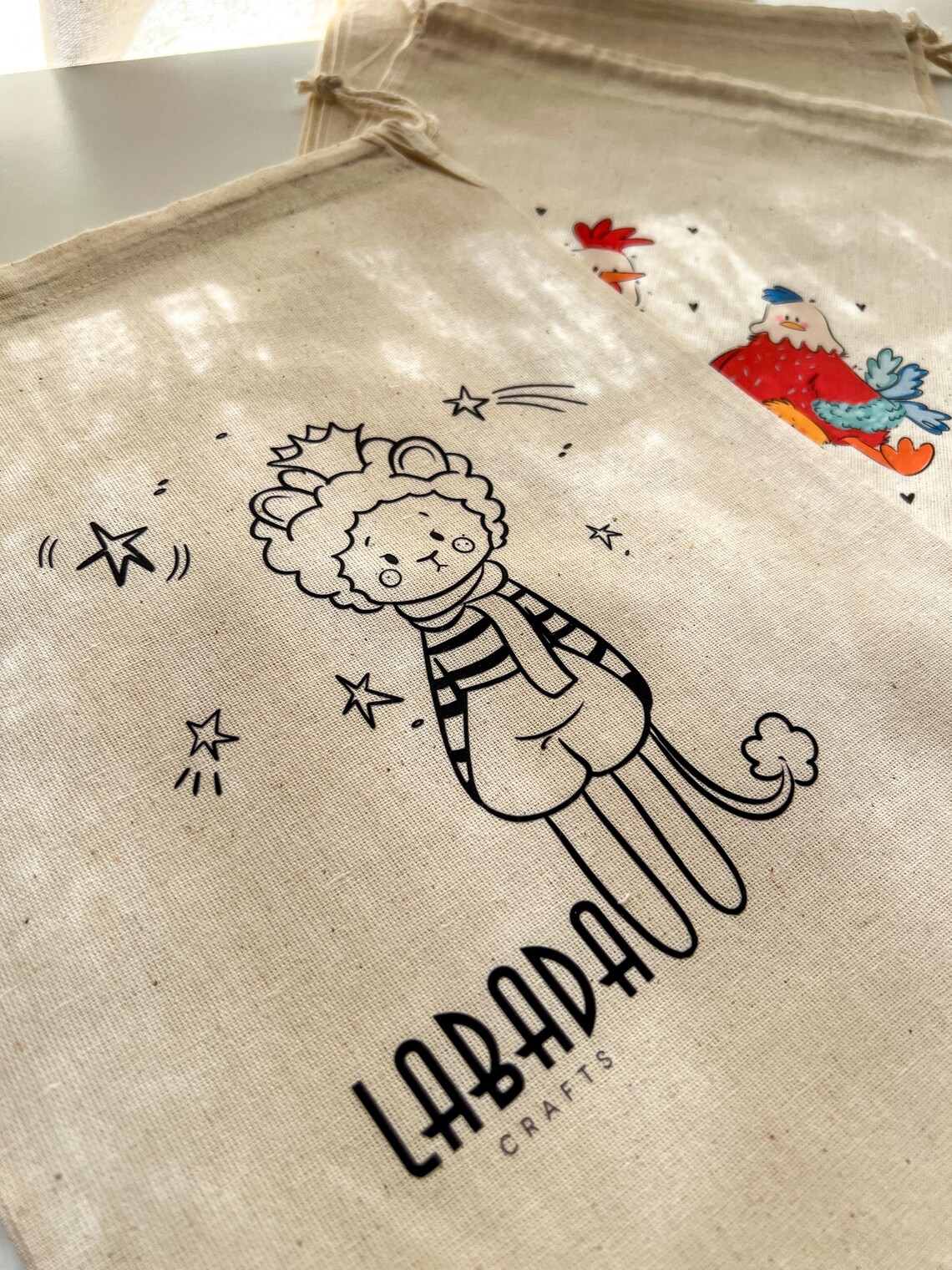 Labada Project Bag Set of 4, Illustrated Drawstring Pouches for Yarn ...