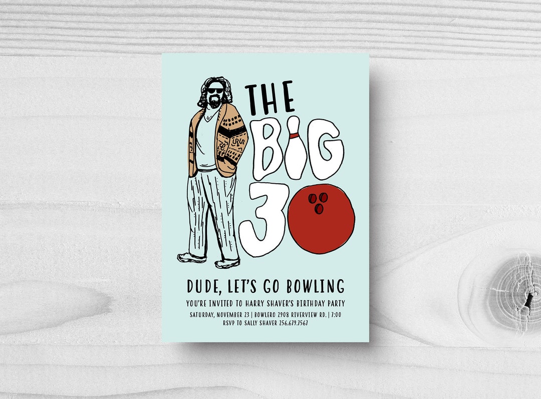 Big Lebowski Invitation, the Dude Invitation, Bowling Party, Adult ...