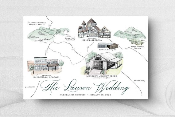 Hand Drawn Map Map Insert Custom Map Invitation Wedding | Etsy