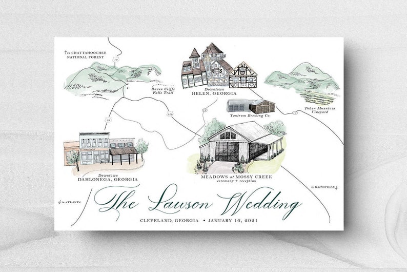 Hand Drawn Map Map Insert Custom Map Invitation Wedding - Etsy