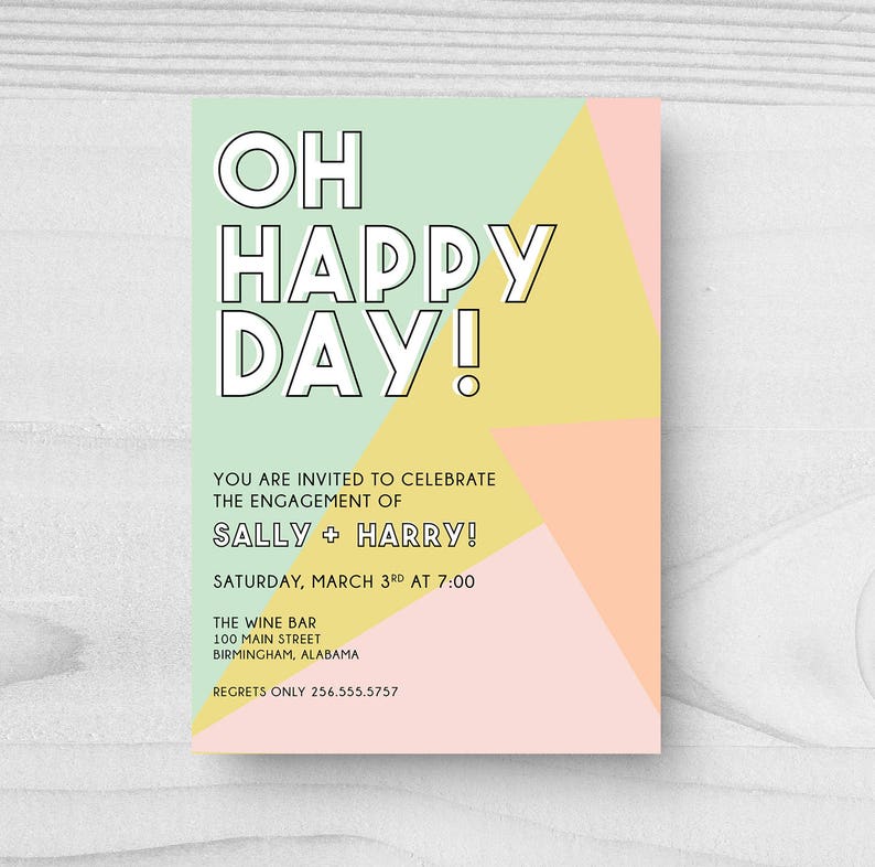 Oh Happy Day Invitation, Engagement Party Invitation, Modern Party ...