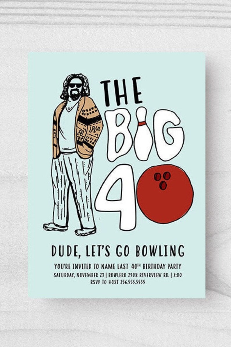 Big Lebowski Invitation, the Dude Invitation, Bowling Party, Adult ...