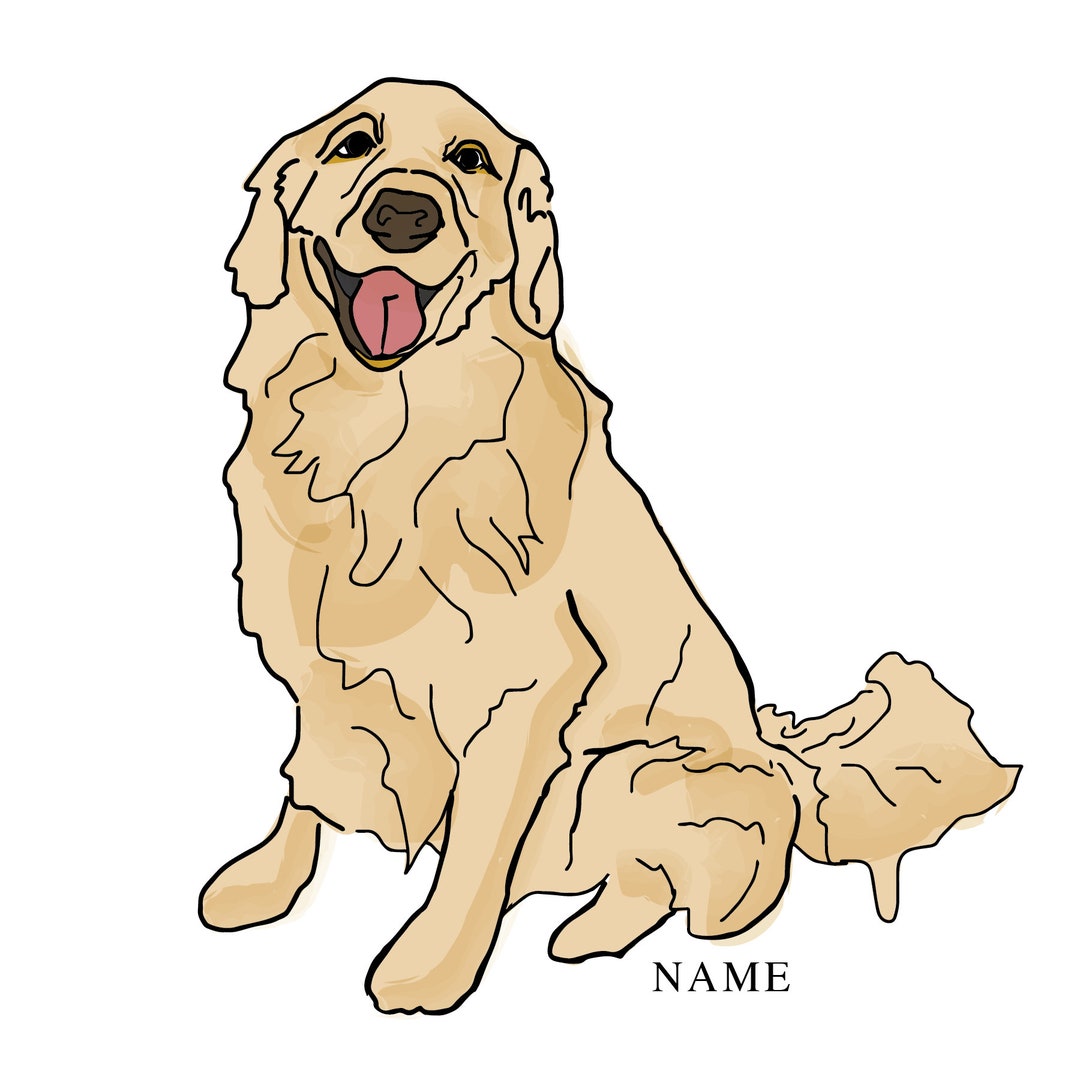 Custom Dog Portrait, Custom Dog Art, Golden Retriever Drawing, Custom ...