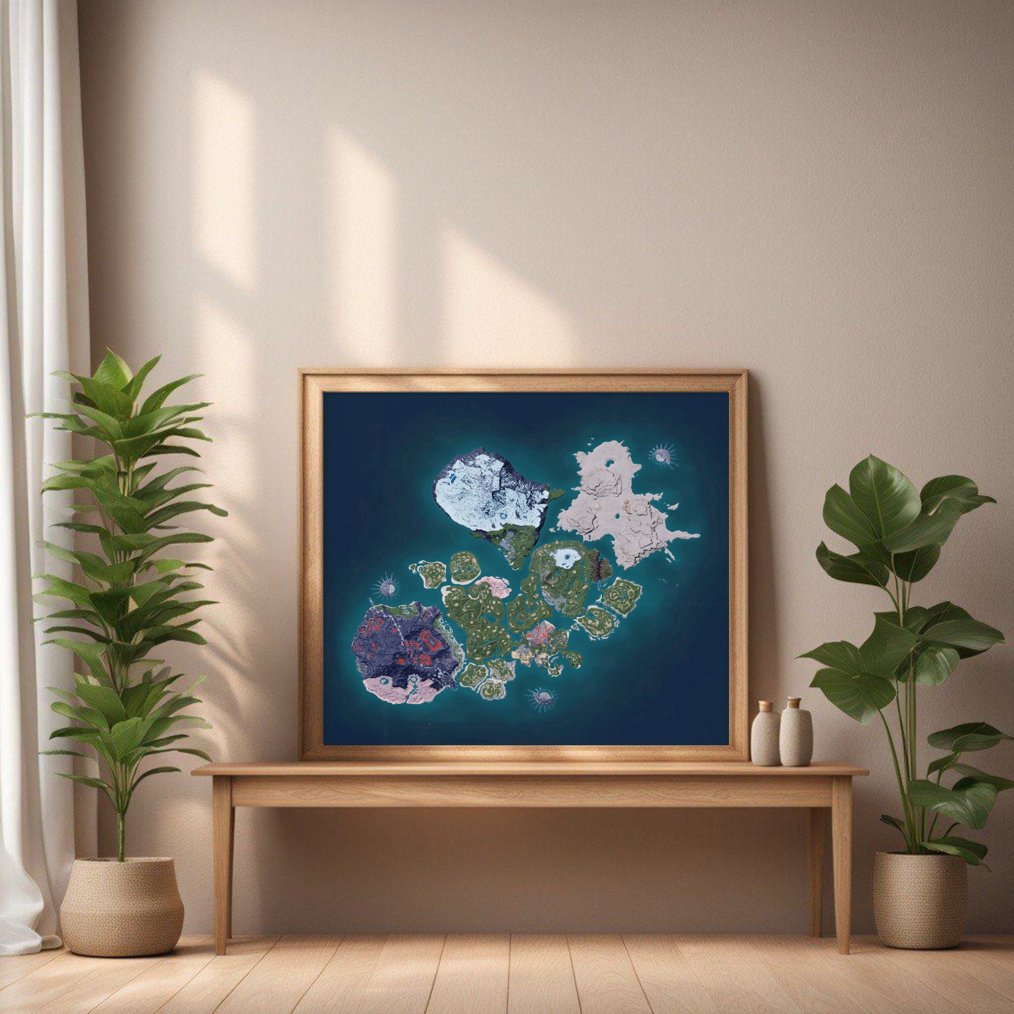 Palworld Map Digital Print File Exploration Map Wall Art , Palworld Map ...