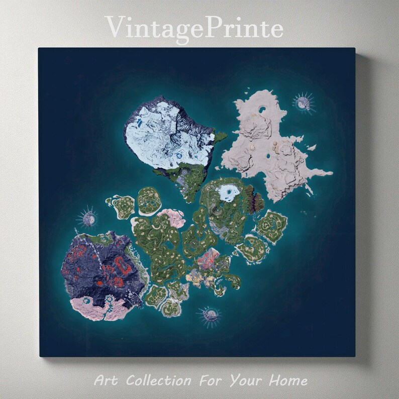 Palworld Map Digital Print File Exploration Map Wall Art , Palworld Map ...