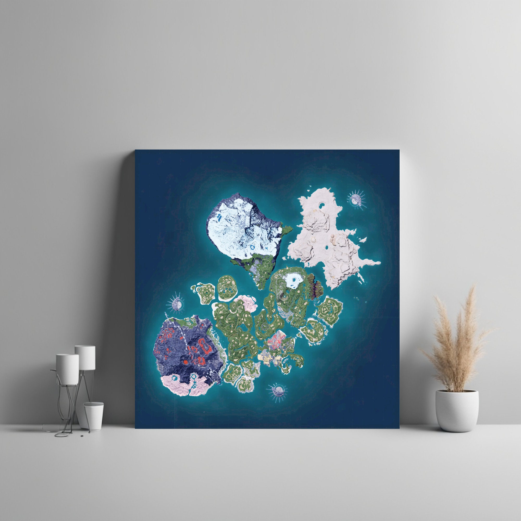 Palworld Map Digital Print File Exploration Map Wall Art , Palworld Map ...