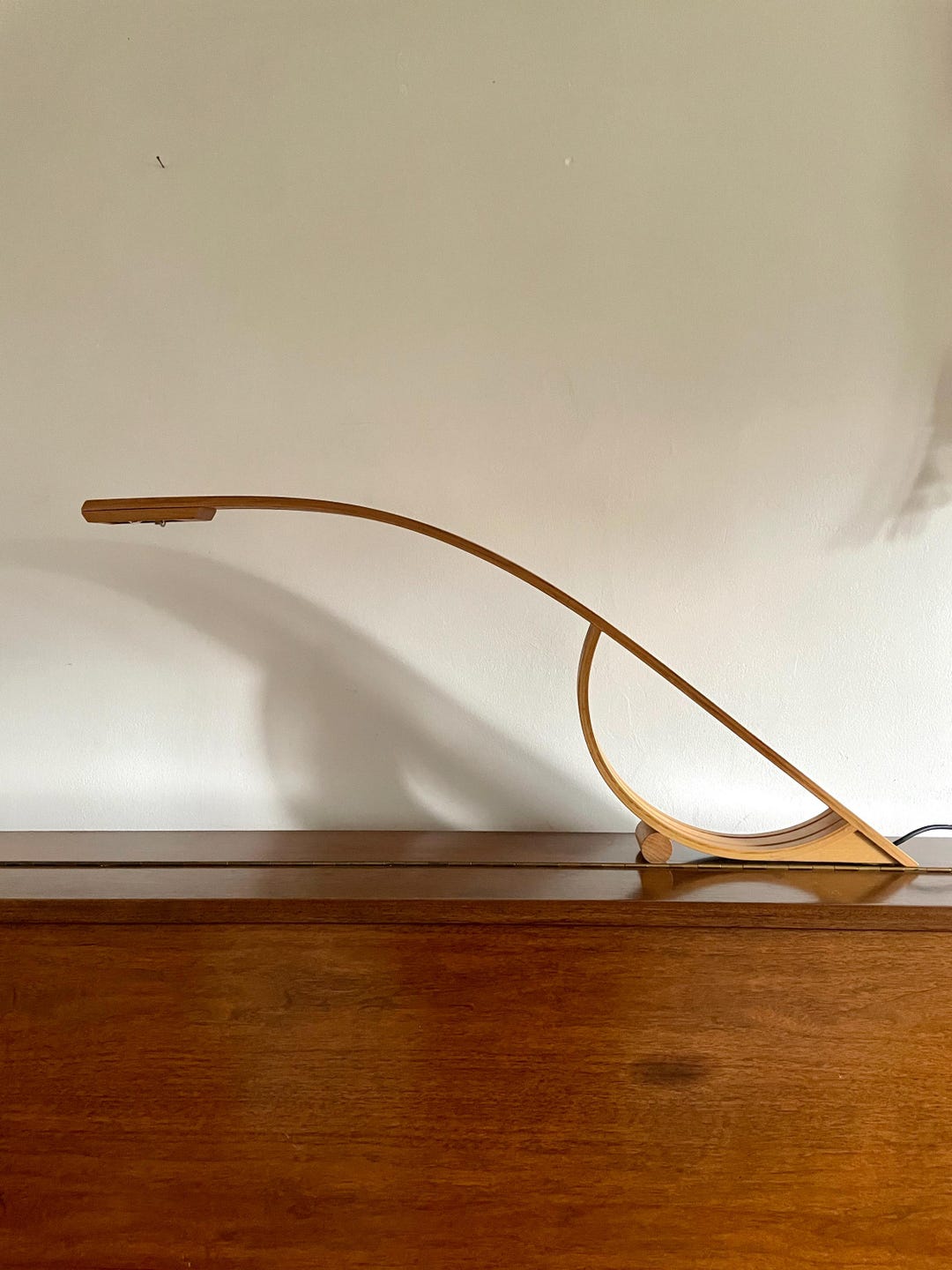 Minimalist Wooden Lamp 1980, Large Desk Lamp, Openwork Wooden Slats ...