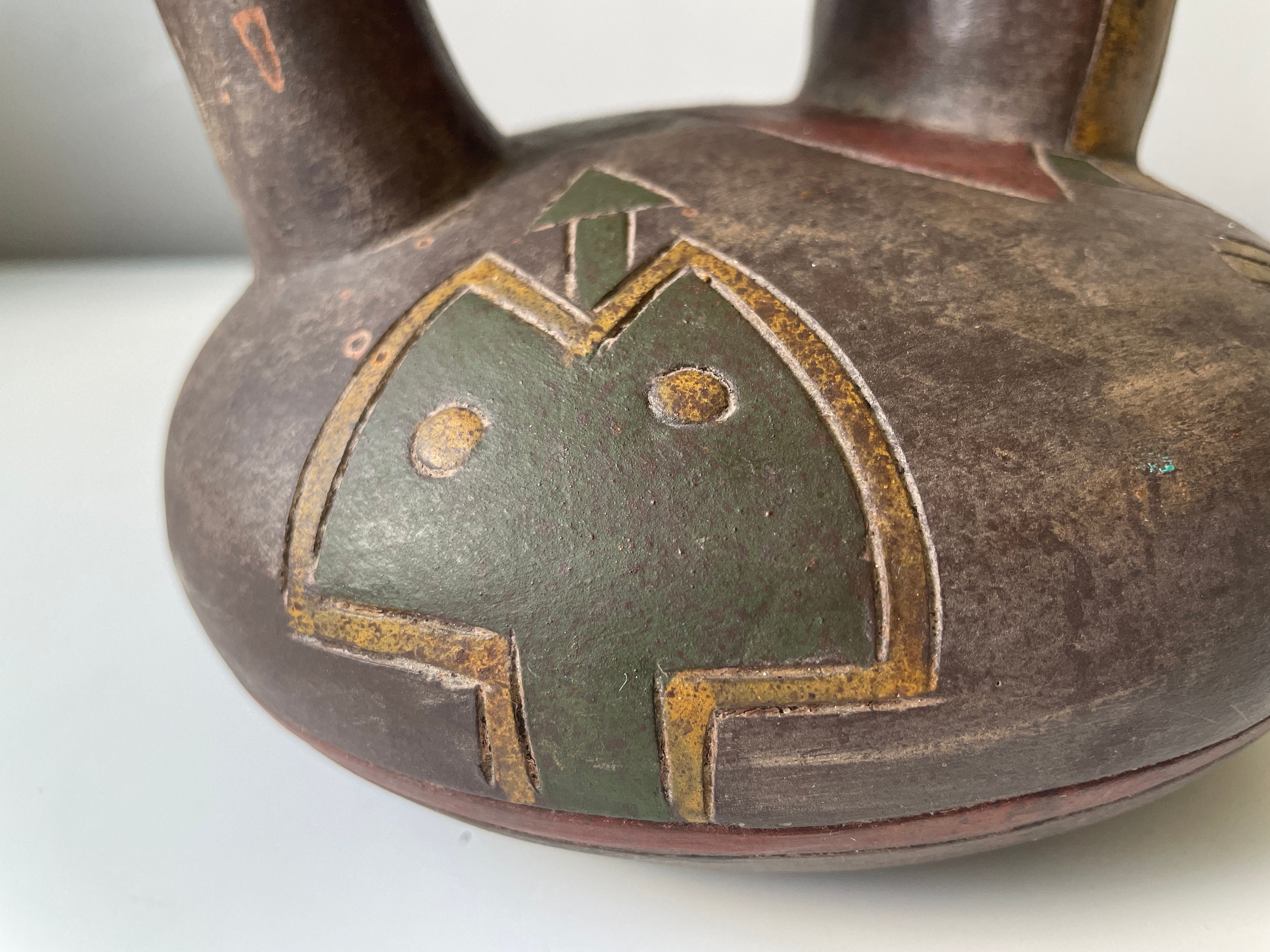 Pre-columbian Art Style Pottery, Nazca Peru, Jug Gourd Container ...