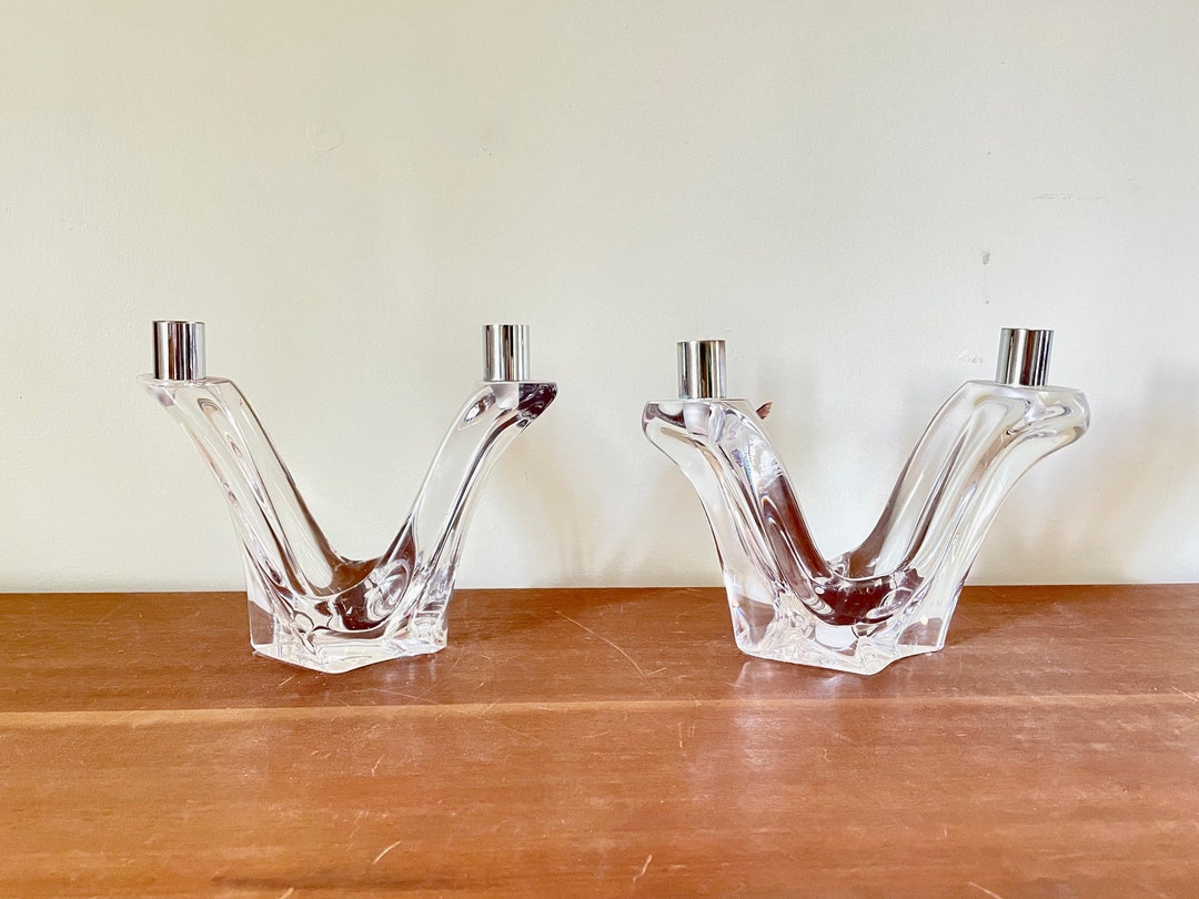Pair of Double Candlesticks, Bayel Crystal, Classic Candlestick ...