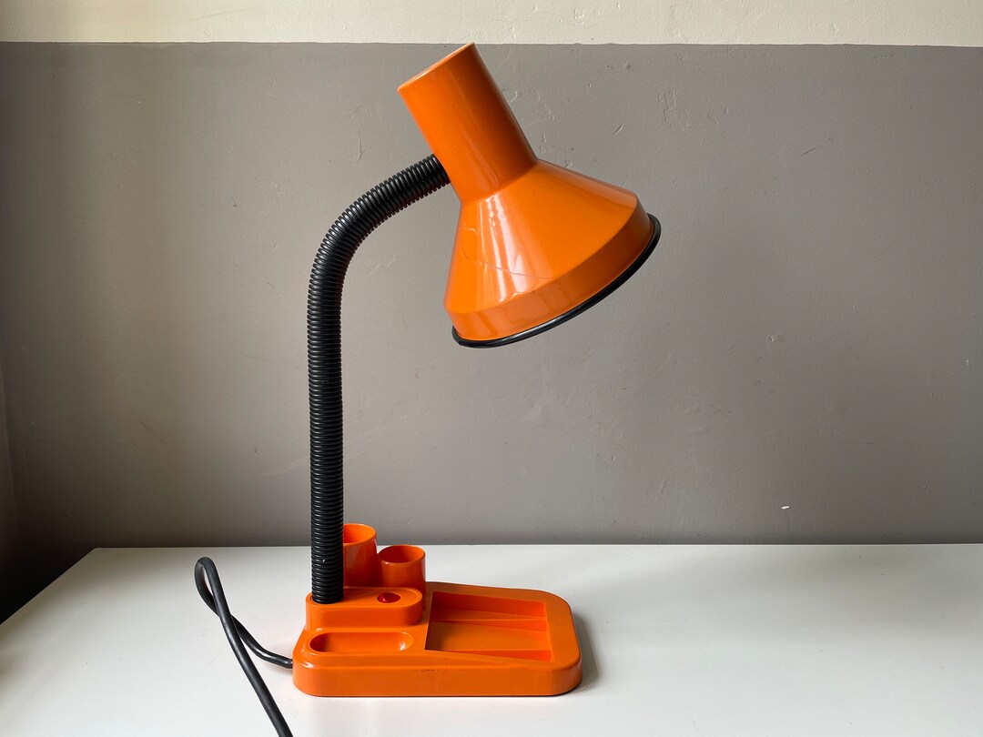 Vintage Flexible Lamp, Orange Compartment 1980, Vintage Adjustable Lamp ...