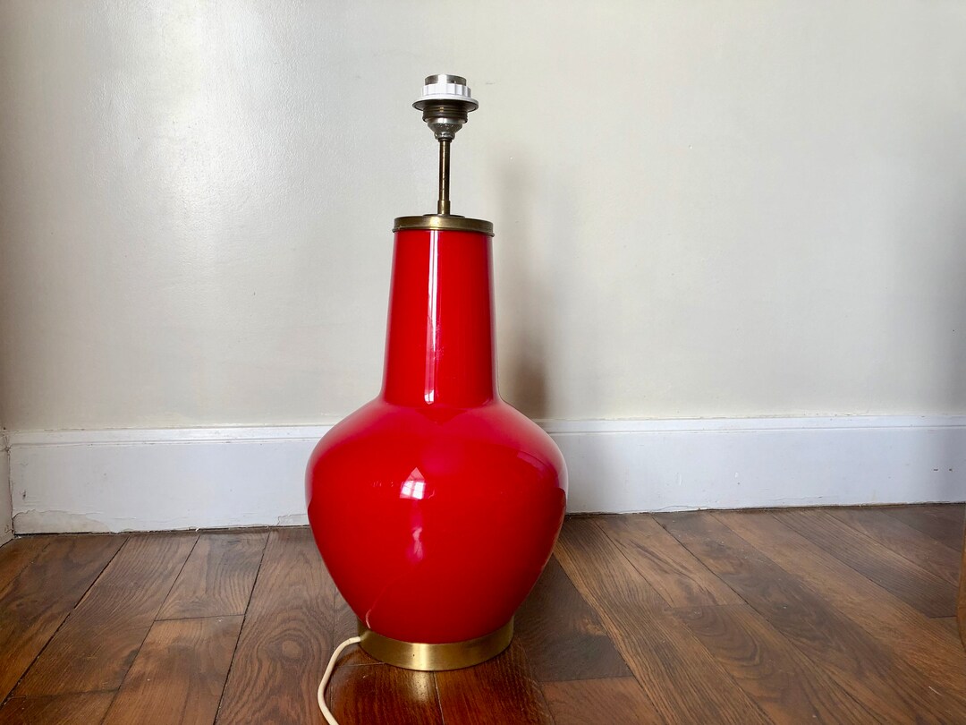 Backlit Red Lamp Base 1980 Vintage Parquet Lamp Large Table - Etsy