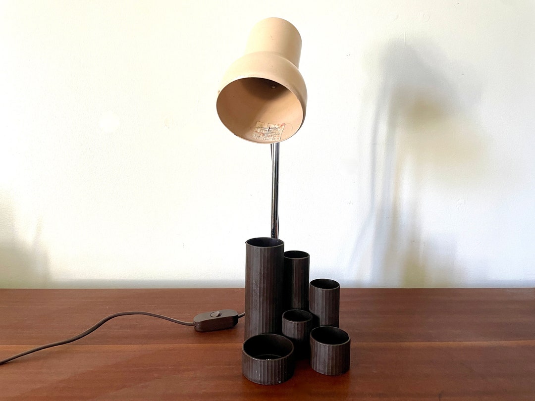 1970s Desk Lamp, Pencil Holder Compartment, Vintage Adjustable Lamp ...
