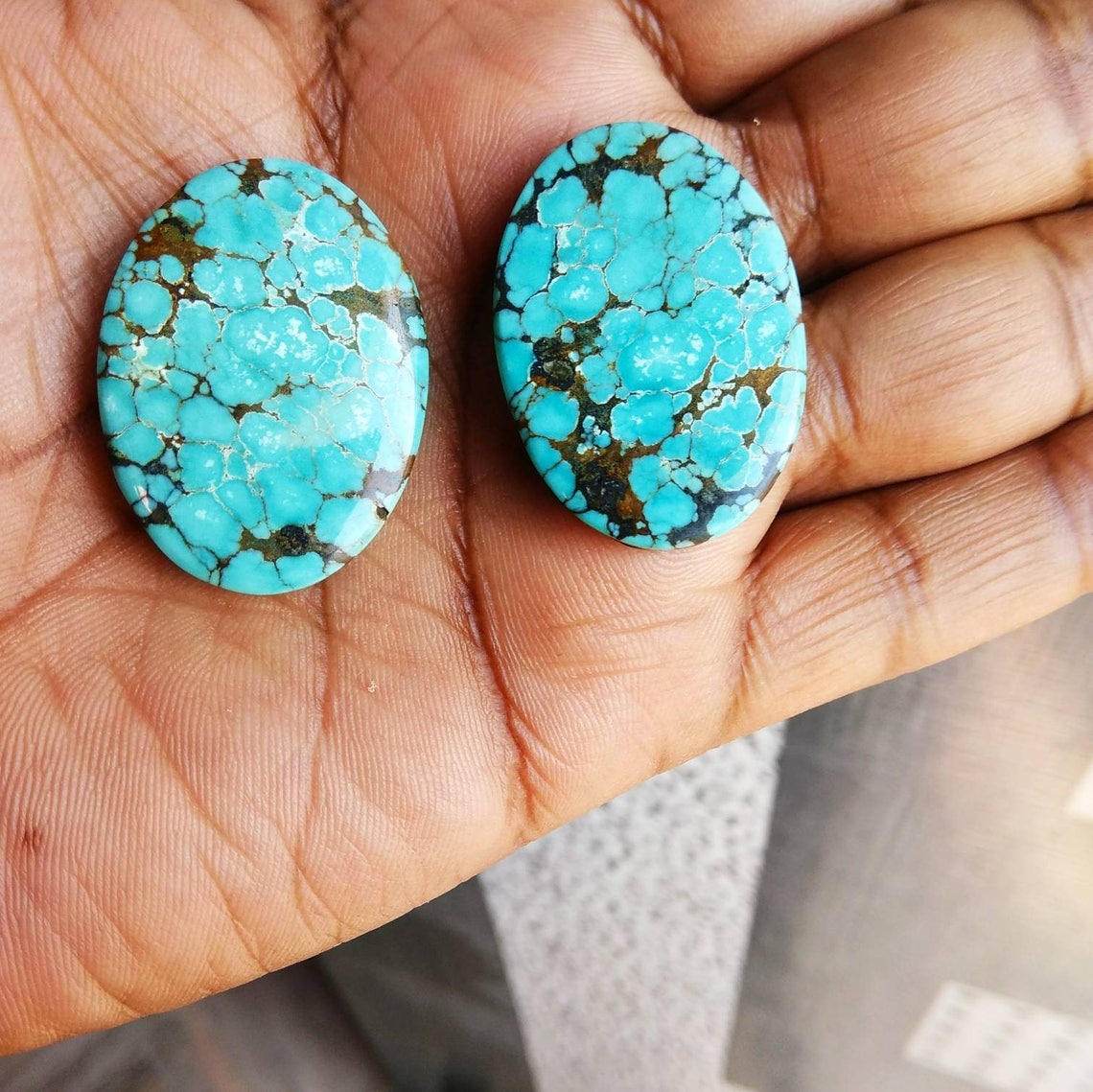 Natural Spider Web Turquoise Cabochon Pair - Etsy New Zealand