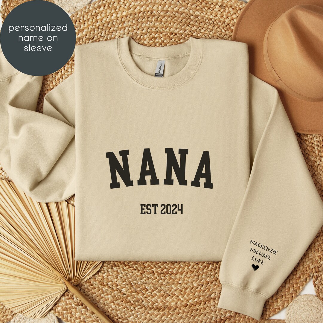 Personalized Grandma Sweatshirt With Grandkid Name on Sleeve Custom Gift for Grandma Custom ...