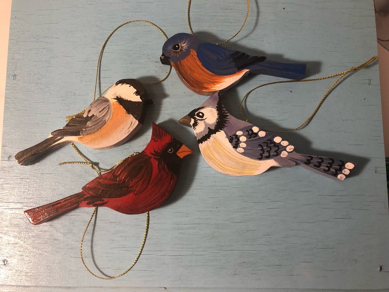 Hand Painted Wooden Birds - Etsy