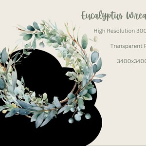 Watercolor Eucalyptus Wreath Clipart, Transparent Png, Greenery - Etsy