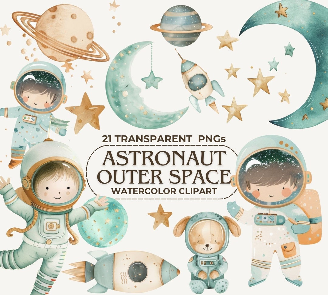 Cute Space Clip Art Astronaut Space Birthday Party Invitation Clipart ...