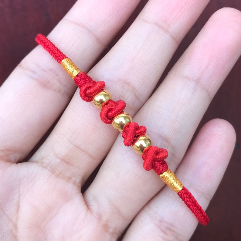 Blessing of Three 24k Pure Gold Beads Red String of Fate - Etsy