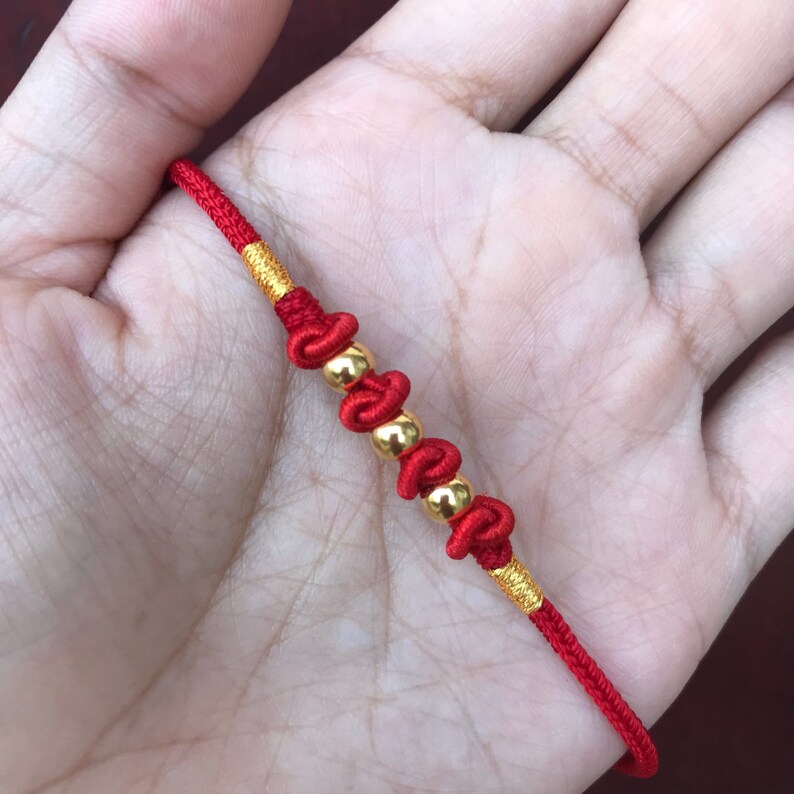 Blessing of Three 24k Pure Gold Beads Red String of Fate - Etsy