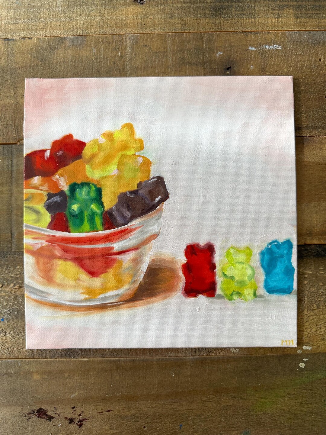 Gummy Bears, Original Oil Painting on Canvas Panel, Still Life, 8 X 8 ...