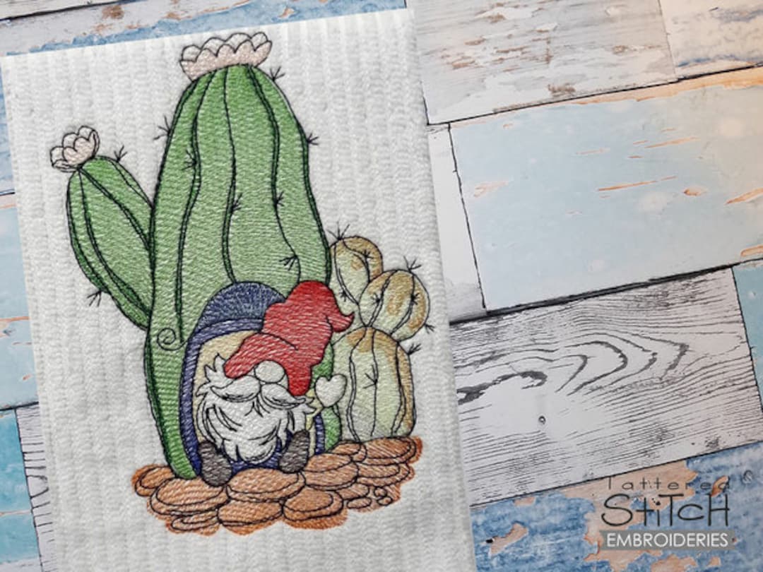 CACTUS GNOME Home EMBROIDERY - Gnomes, Cactus, Arizona, Desert - Fits a ...