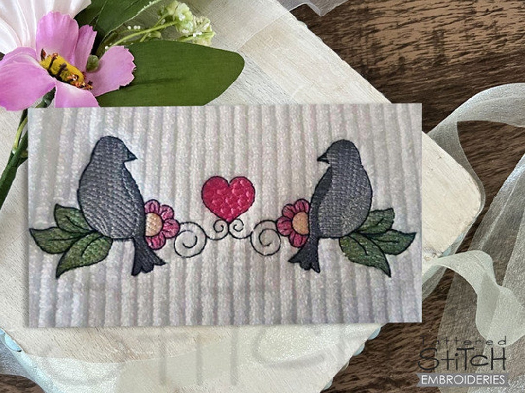 LOVE BIRDS Embroidery - Love, Valentine, Vday, Hearts, Love Birds ...