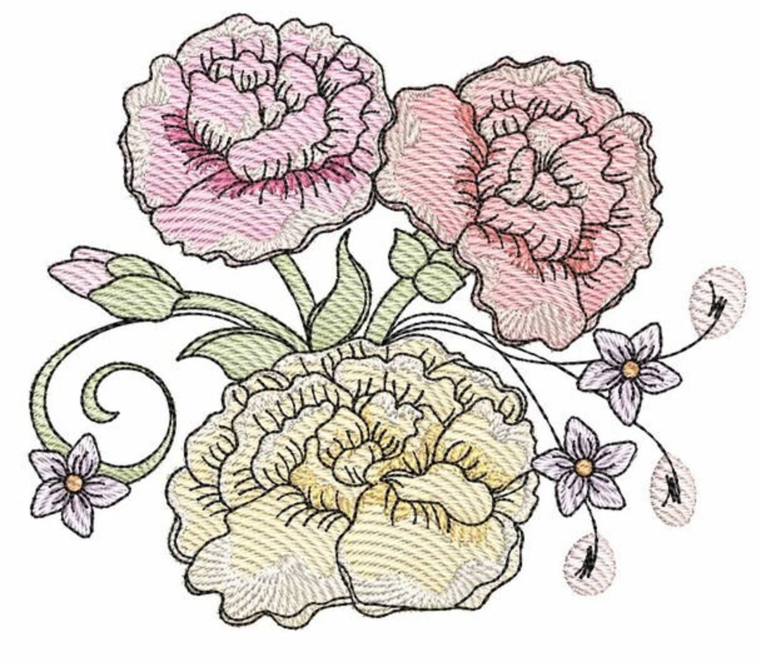 CARNATION FLORAL Cluster EMBROIDERY (flowers Only - No Background ...