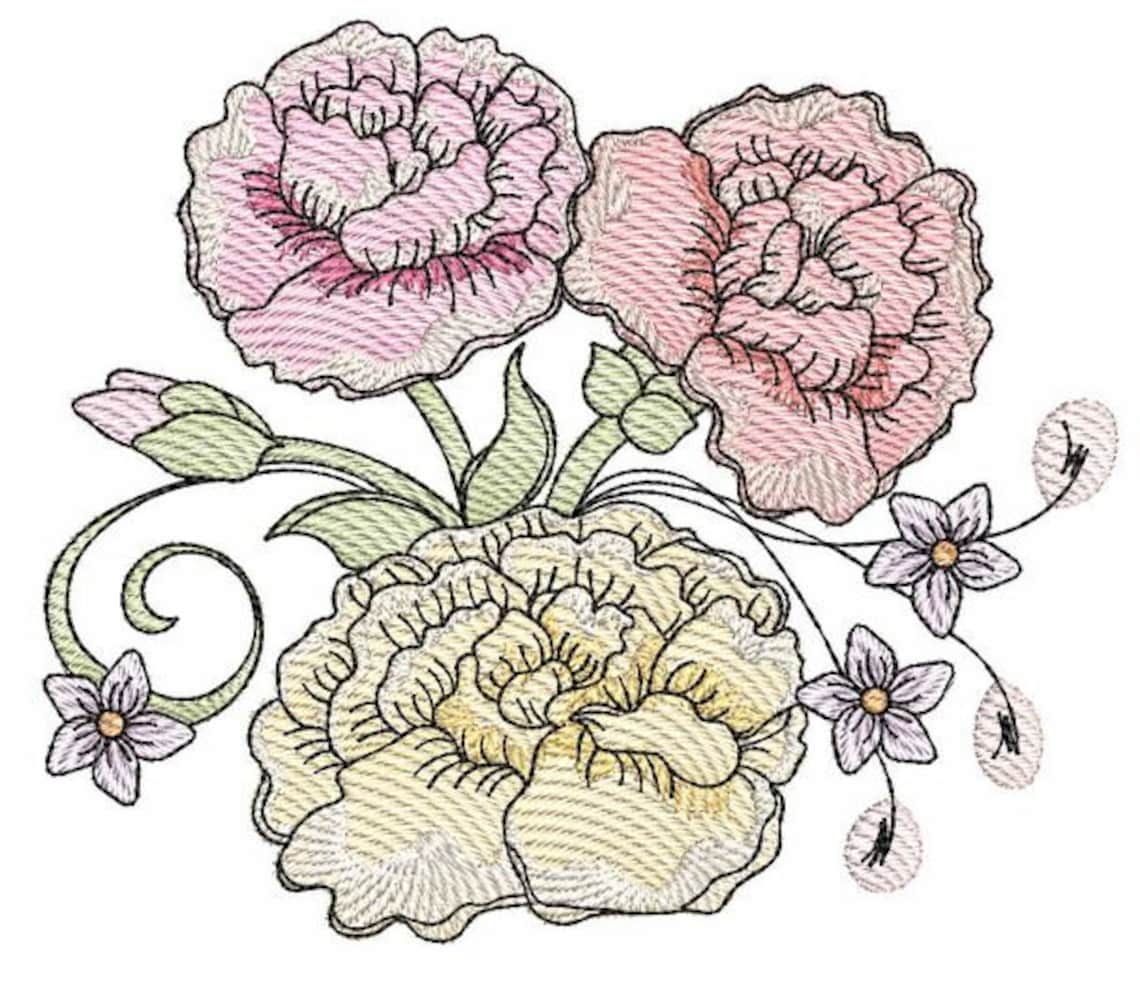 CARNATION FLORAL Cluster EMBROIDERY flowers Only No - Etsy