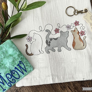 CATS Border - Embroidery - Cats, Cat, Meow, Cat Lover, Border ...
