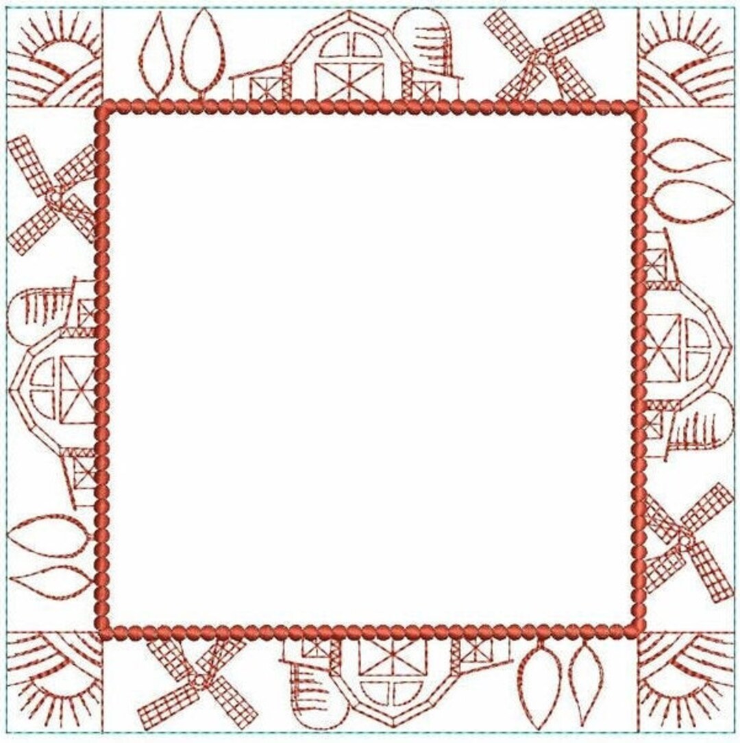 Farm Quilt Block Background - Blank Center - Fits a 5x5", 6x6", 7x7 ...