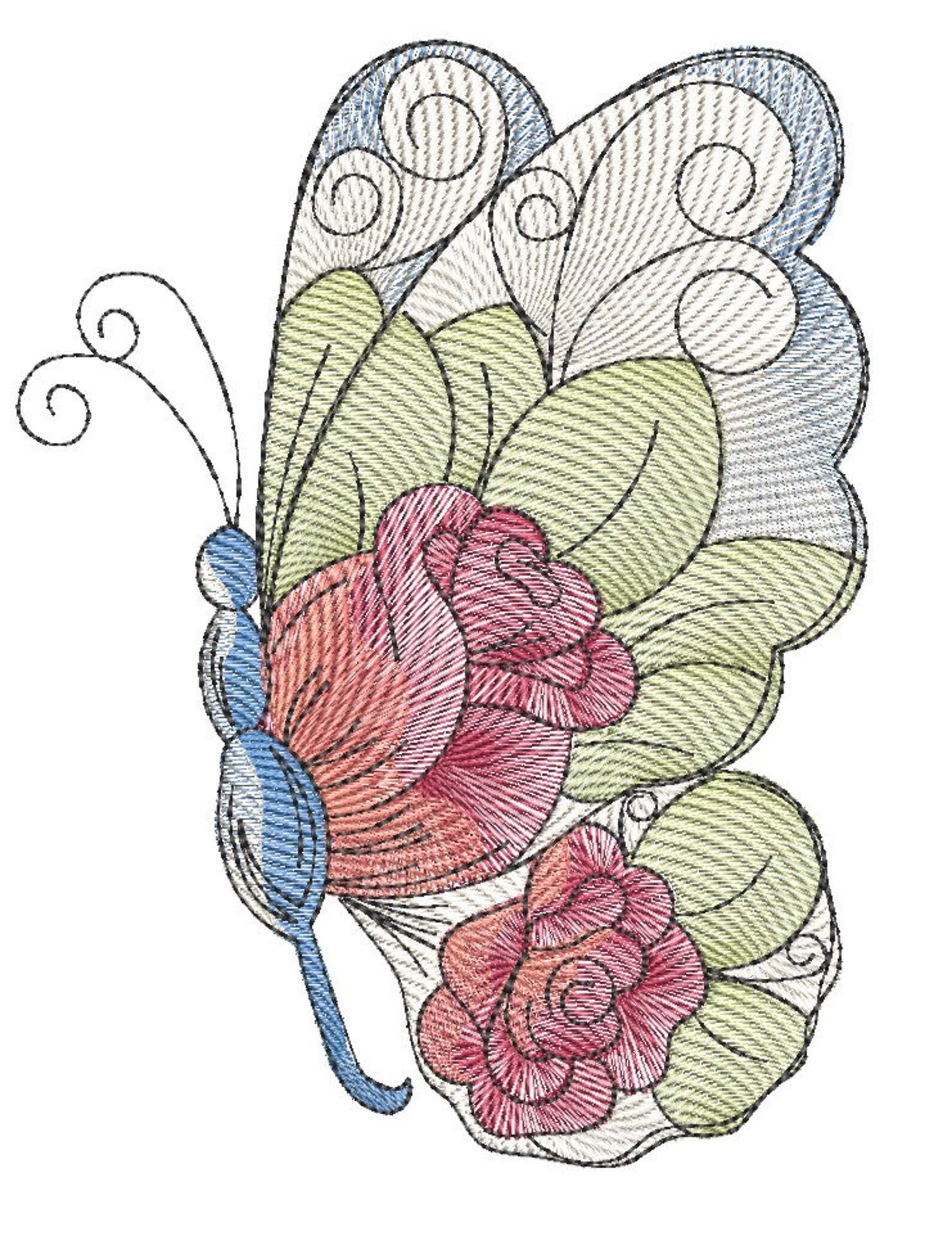 ROSE WINGED BUTTERFLY Stand-alone - Sewing, Crafting, Embroidery ...
