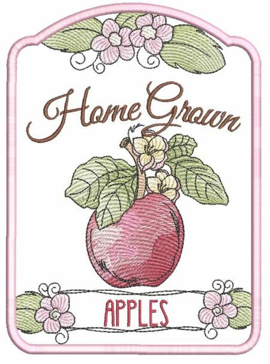 APPLE LABEL - FRUITS - Fits 4x4", 5x7" 6x10"hoop - Machine Embroidery ...