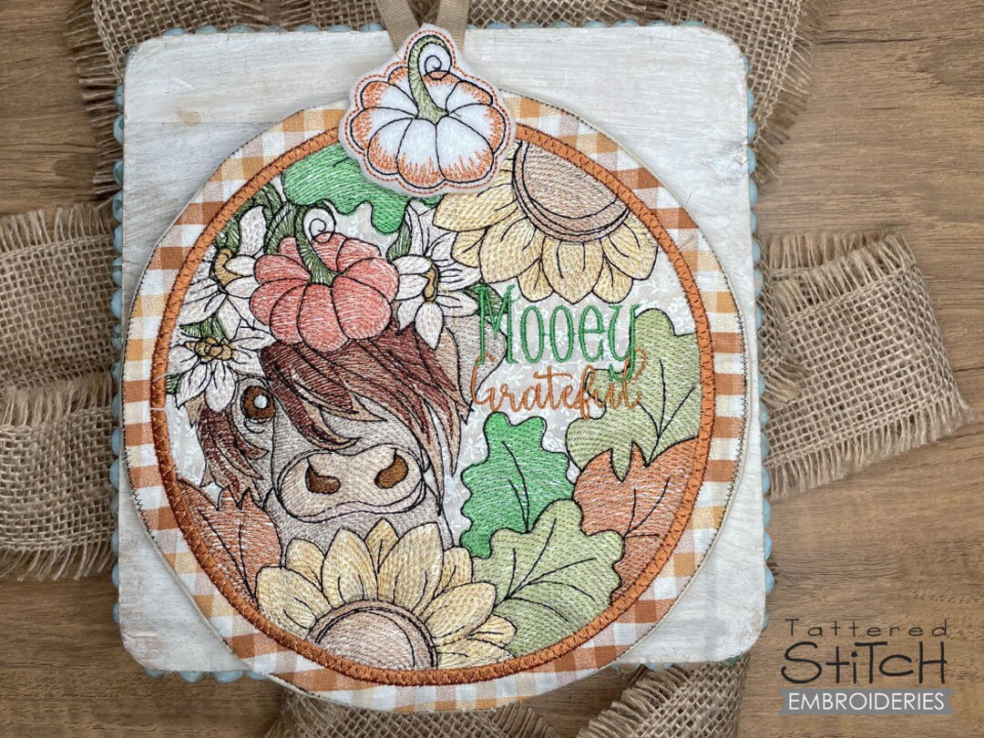 MOOEY GRATEFUL COW Hot Pad With Pumpkin Feltie - Sewing, Crafting ...