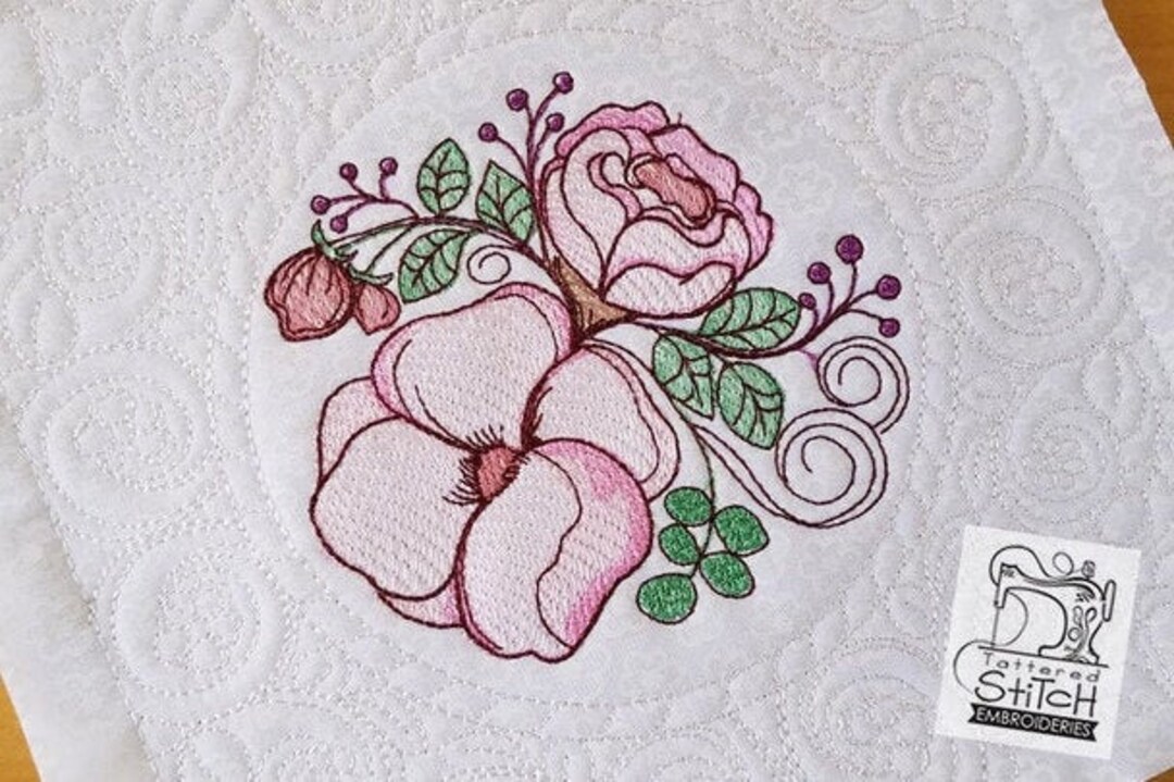 ROSE FLORAL EMBROIDERY Quilt Block - Quilts, Block, Blocks, Quilt ...